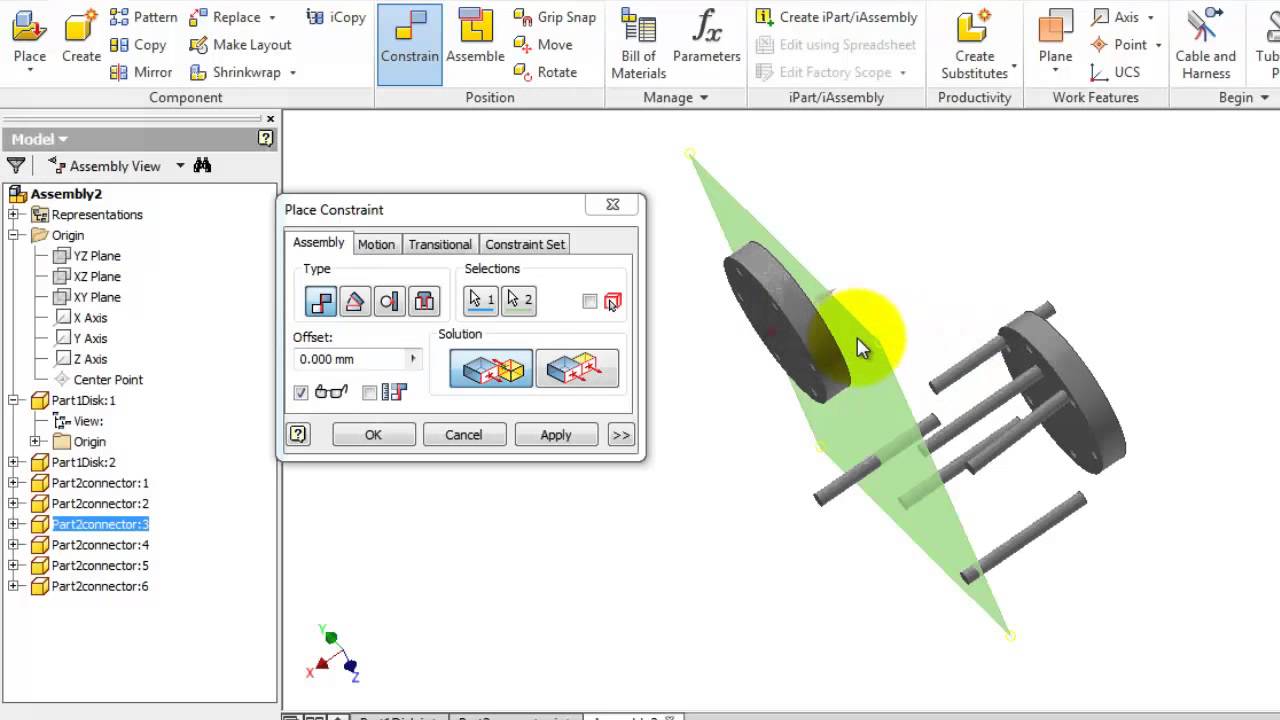 89 AutoDesk Inventor Assembly Tutorial: Mate Constraint