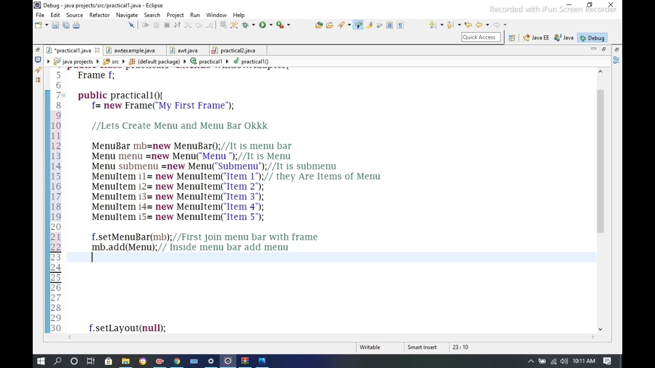 6: Creating Menu and Menu Bar | java awt tutorial