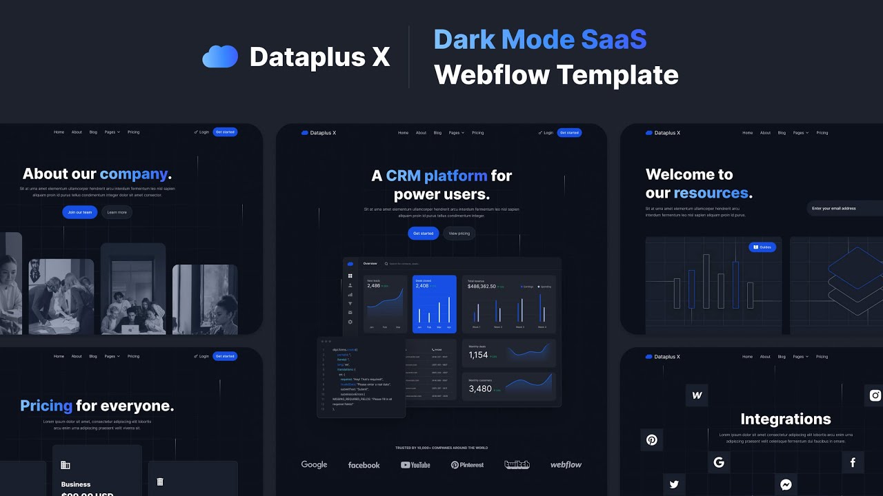 Dataplus X - Dark Mode SaaS Webflow Template | BRIX Templates