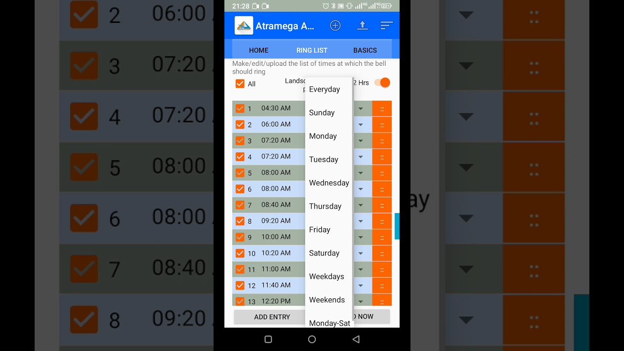 Using our Automatic School Bell Android App.