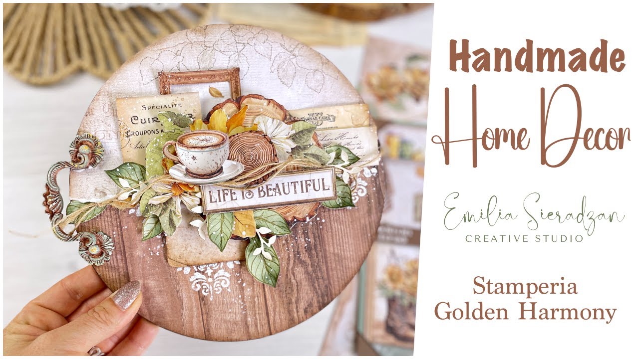 Life is beautiful / Stamperia Golden Harmony / Home Decor / Handmade Gift