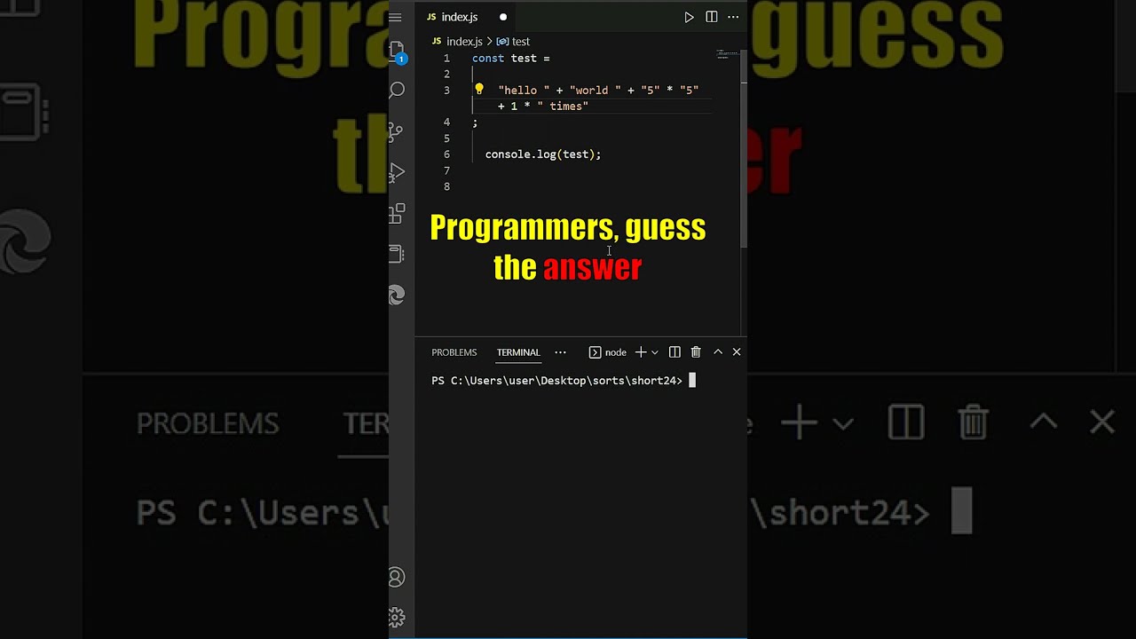 Guess the OUTPUT of this Javascript Program #shorts #javascript #programming #code #tech
