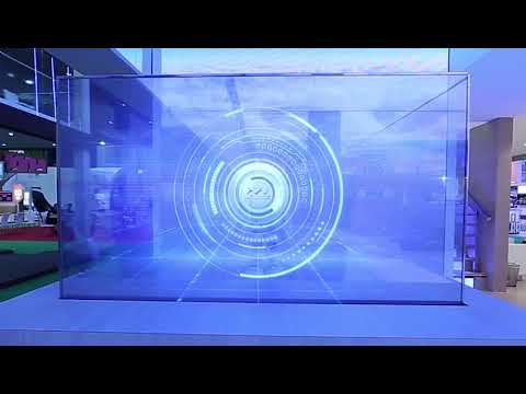 Live humanoid robot with digital content mapping on transparent screen