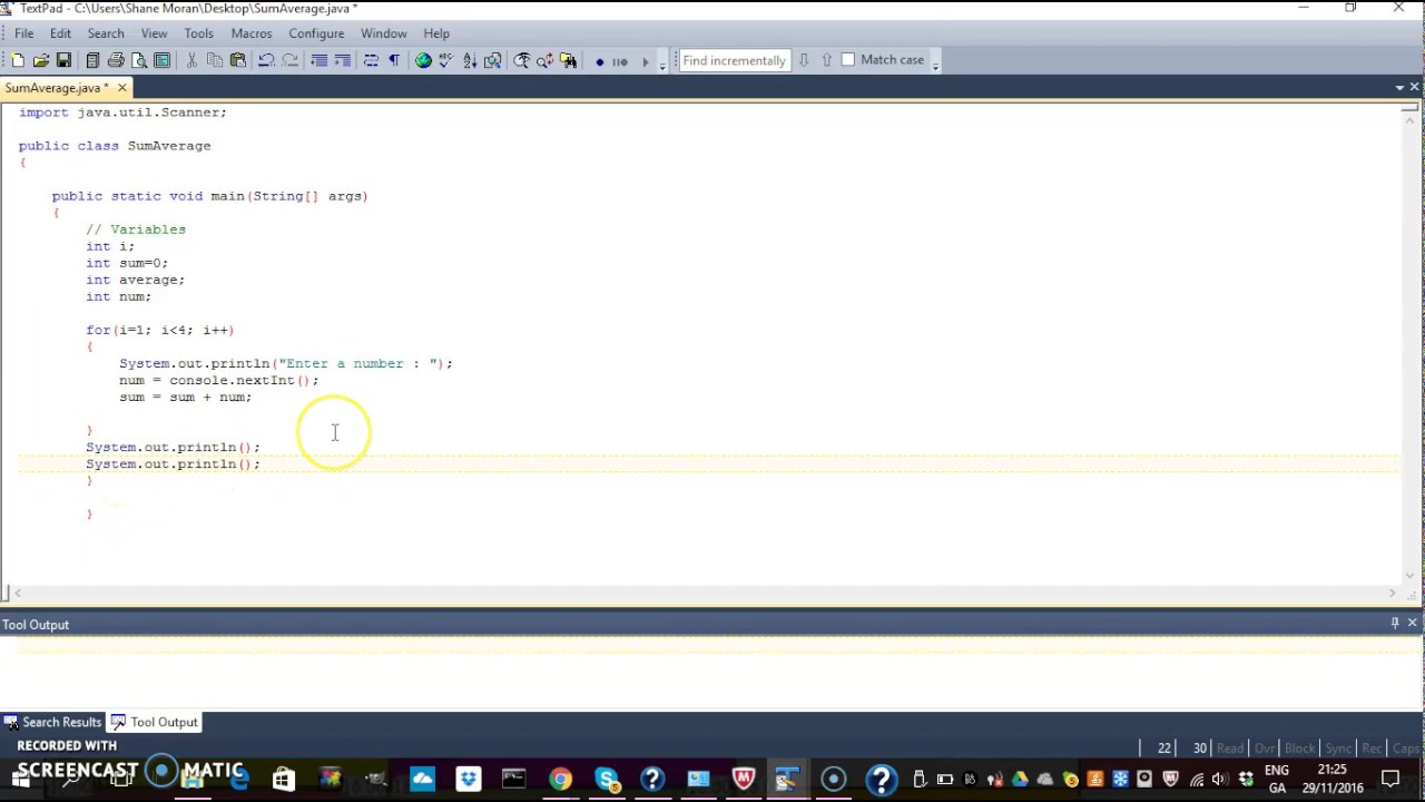 Finding Sum and Average using a simple Java program