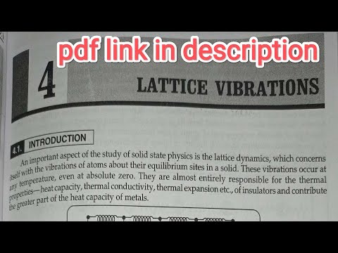 Lattice vibration solid State physics chapter 4 full pdf #bsc3rdyear #solidstatephysics