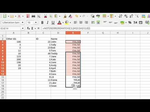 Formula To Check if a Cell Value Exists in Another Column (Excel, Libre Office Calc, Google Sheet)