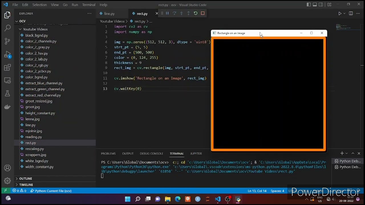 21. Drawing a Rectangle over an image using OpenCV & Python