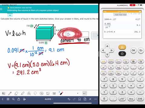 ALEKS: Estimating the volume in liters of a square prism object
