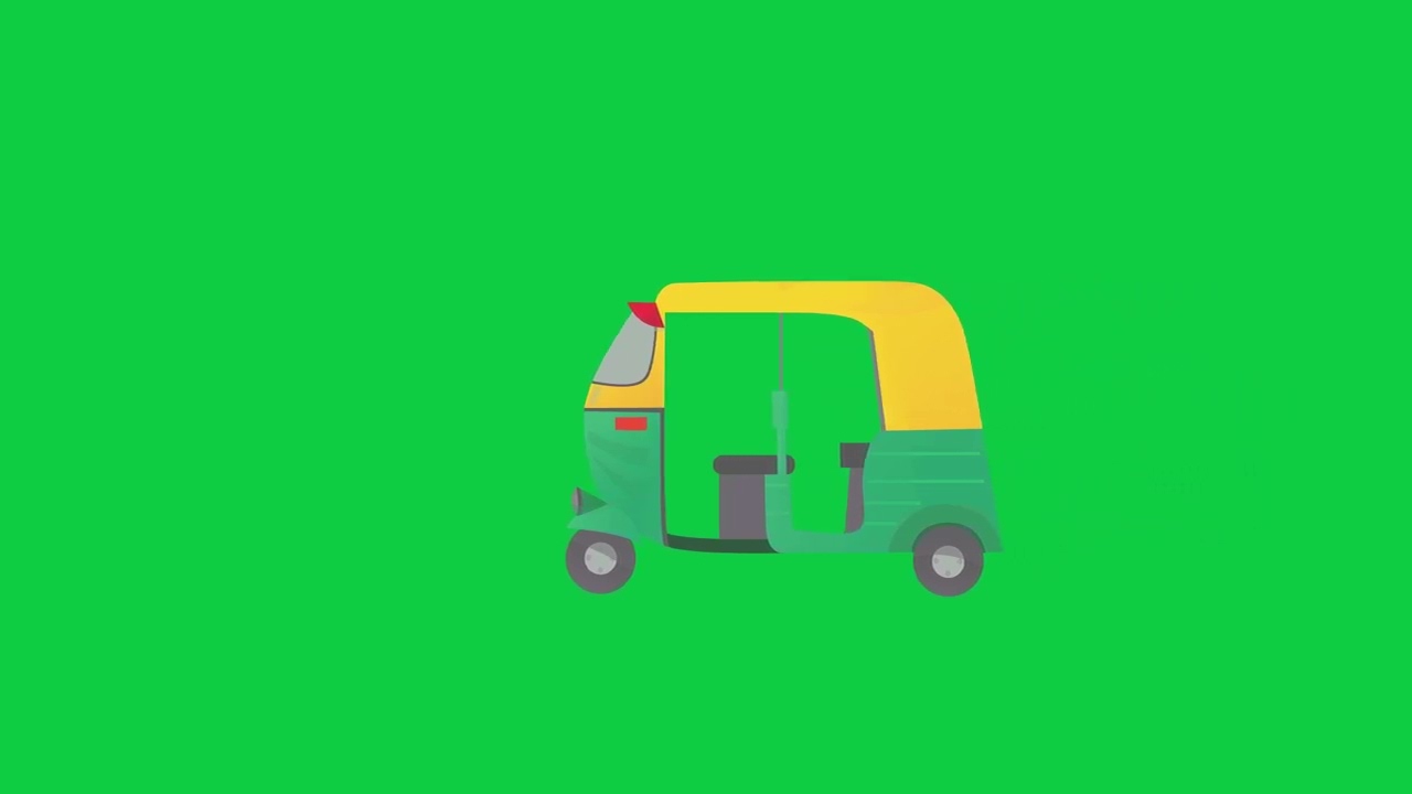 Vector Illustration of Indian Auto Rickshaw | Green Screen Animation