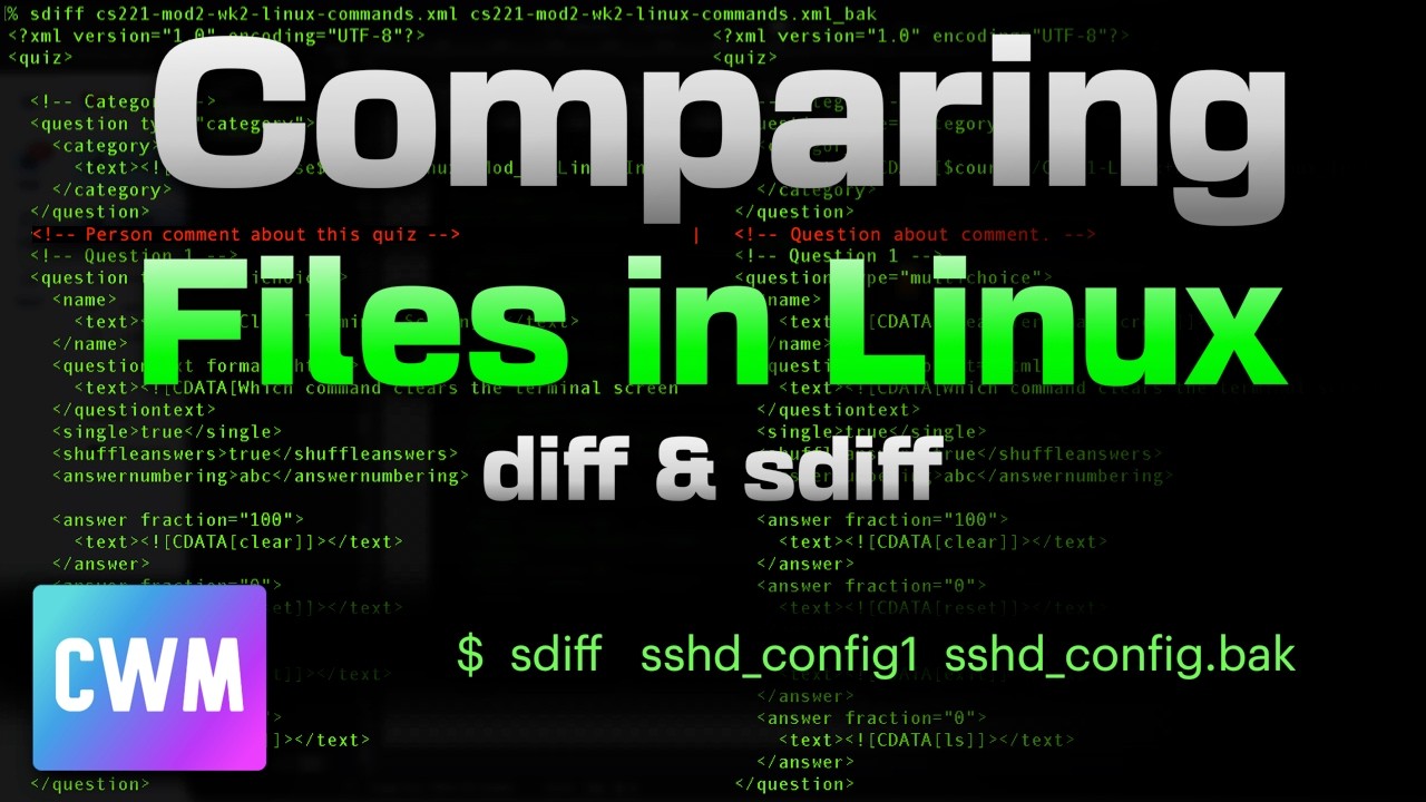 ComparingFilesInLinux diff and sdiff explained