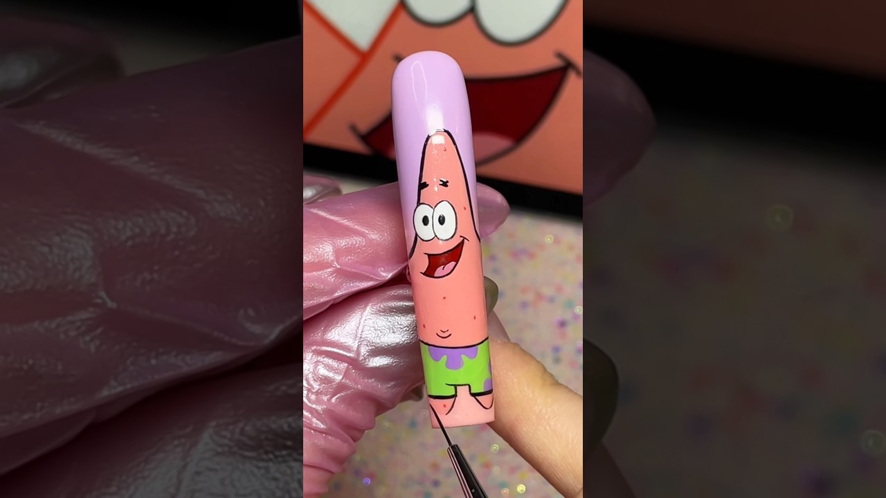 PATRICK STAR nail art tutorial ⭐️💦 #shorts #nailart #nailartist #naildesign #nailtutorial #nails