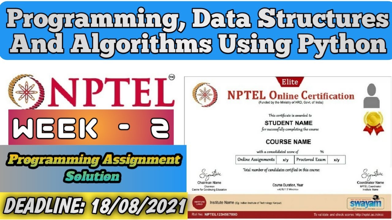 NPTEL: Programming, Data Structures and Algorithm Using Python Week 2 Programming Solutions