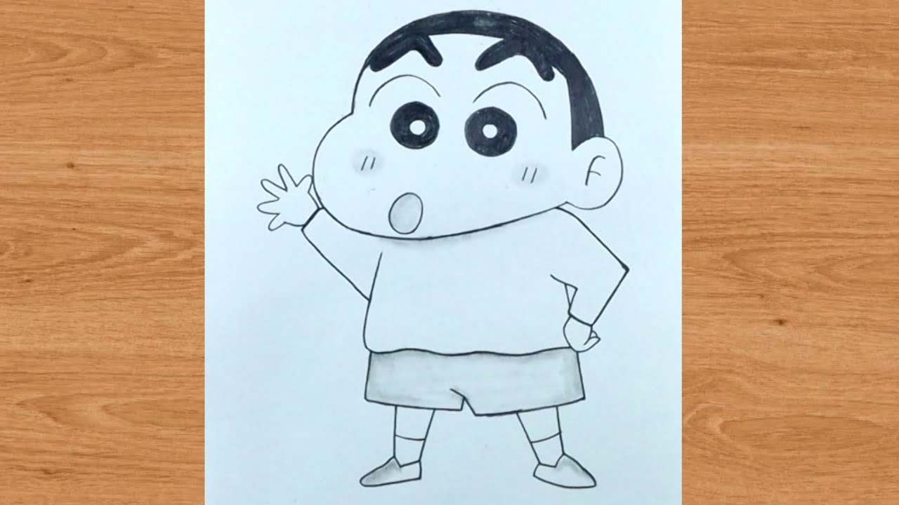 japanese cartoon shinchan outline pencil drawing | cartoon art@TaposhiartsAcademy 