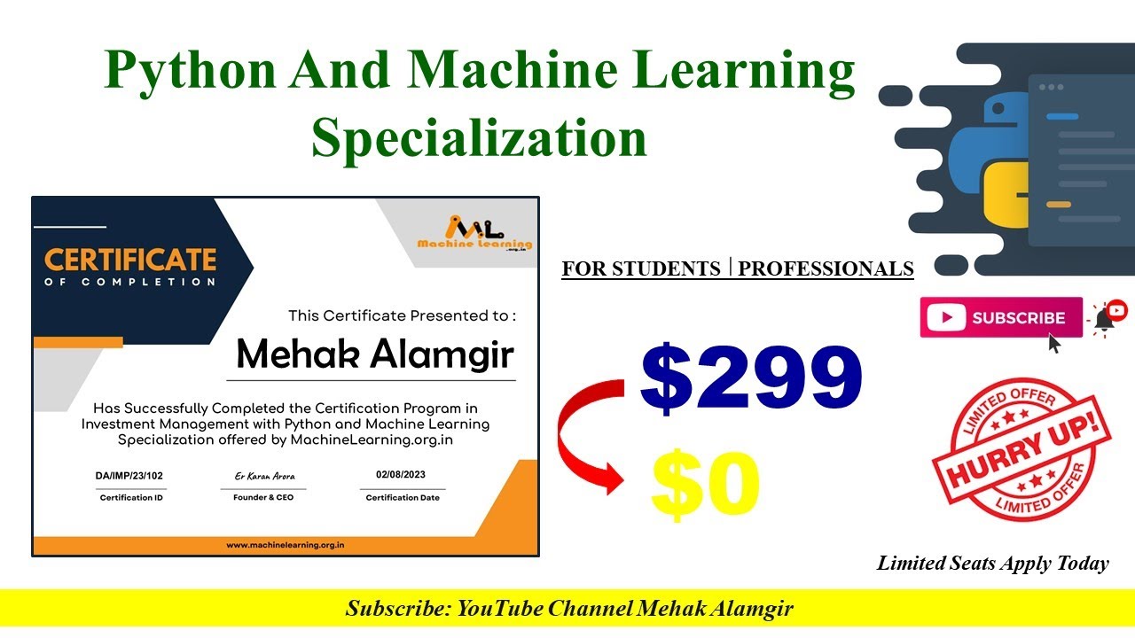 python and machine learning specialization | free certificate in pakistan