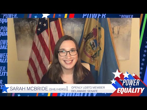 Openly LGBTQ member of Delaware Senate Sarah McBride speaks at HRC's LGBTQ Inaugural Event