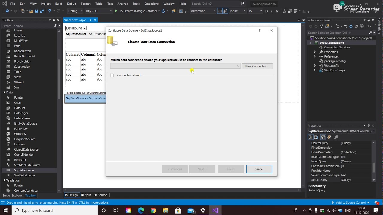 database to grid view by dropdown list
