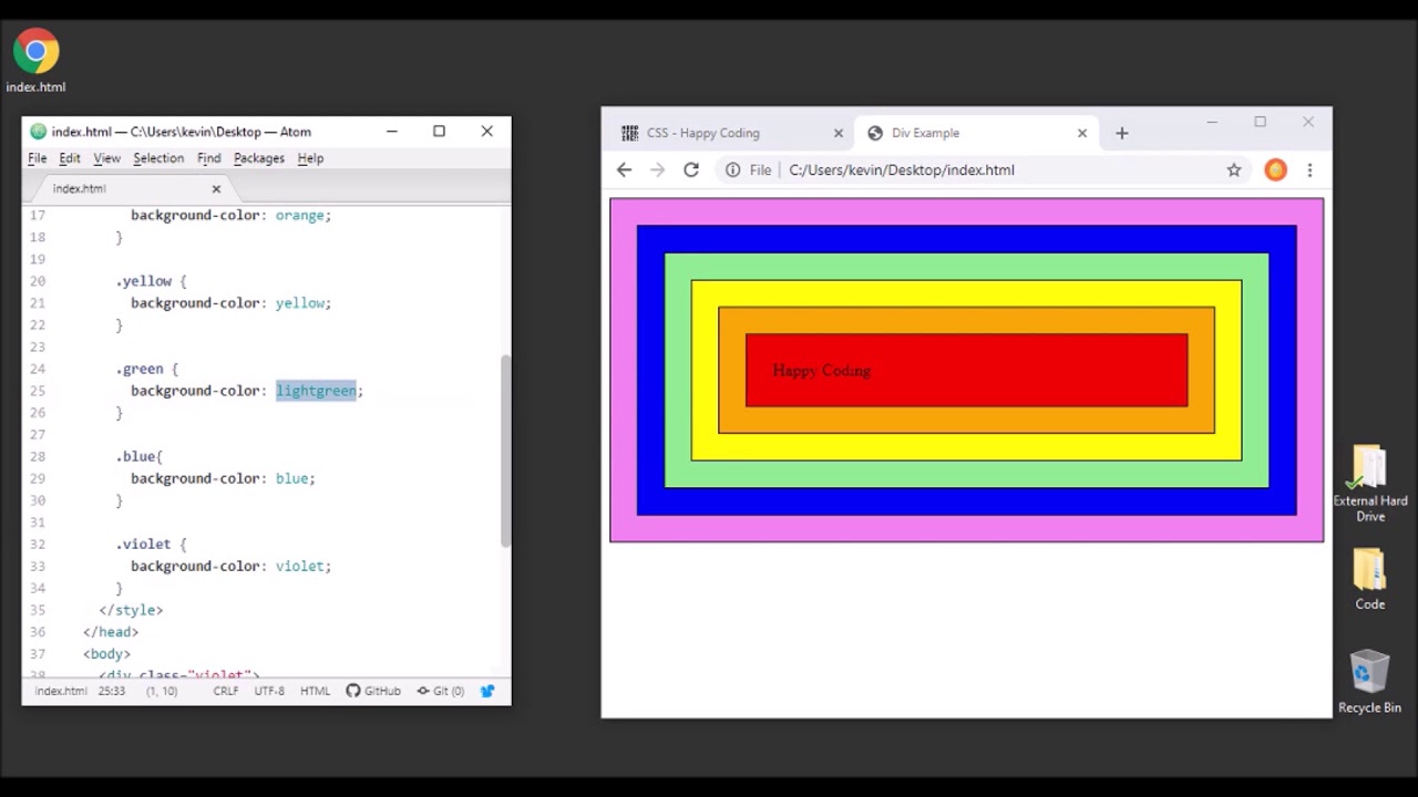 Rainbow Divs - HTML / CSS Let's Code - Happy Coding