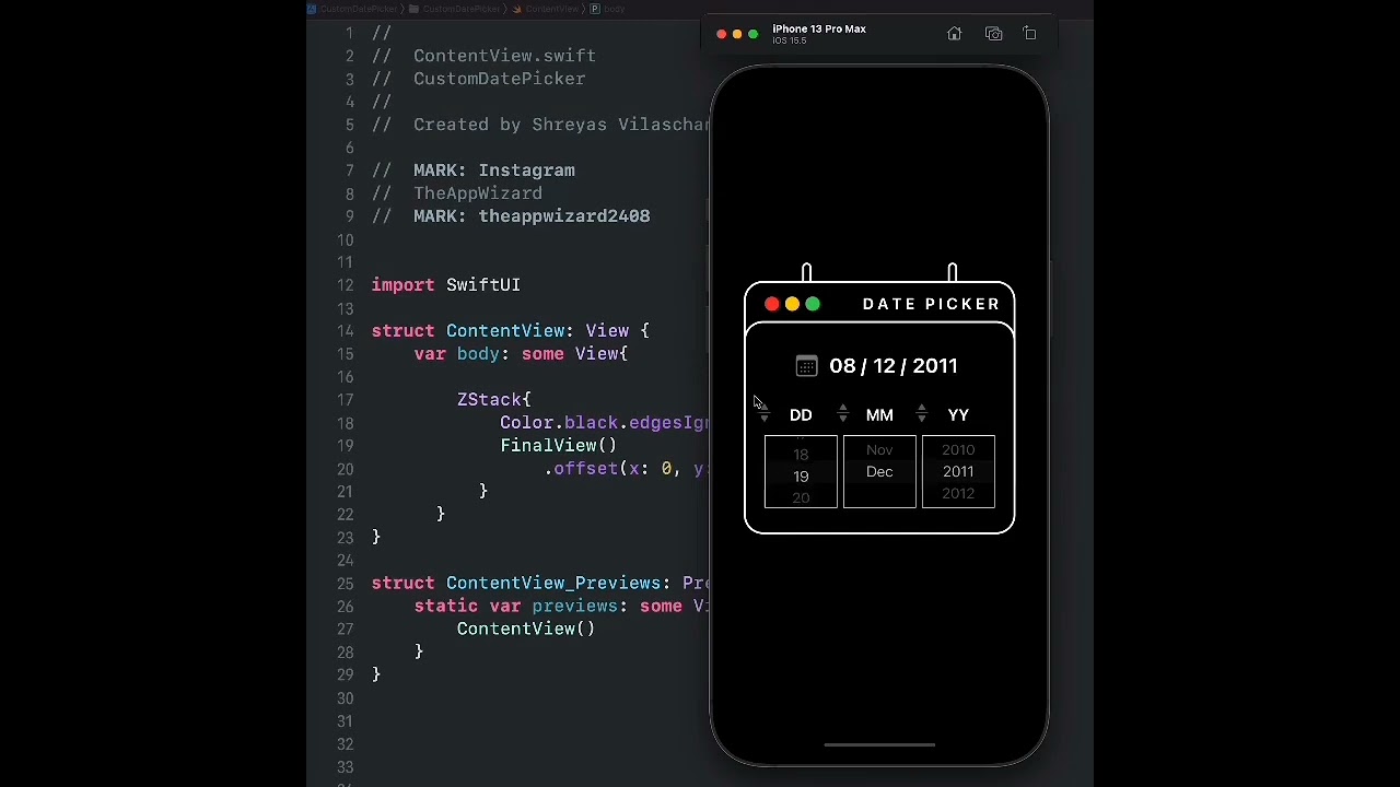 DATE PICKER CODE EXAMPLE || #code #softwaredeveloper