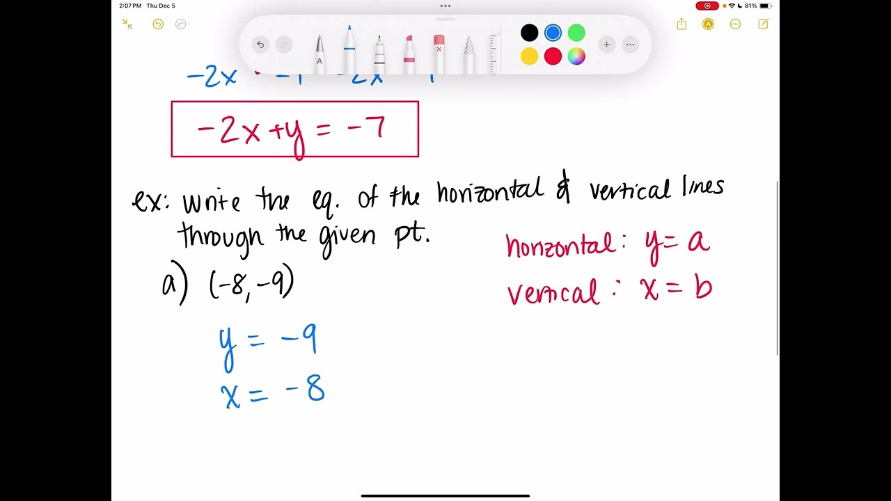 Algebra 1 5.4 Write Linear Equations in Standard Form