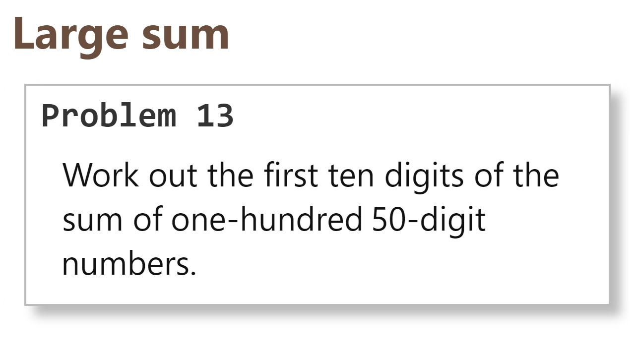 Project Euler: Problem 13 (C/C++)