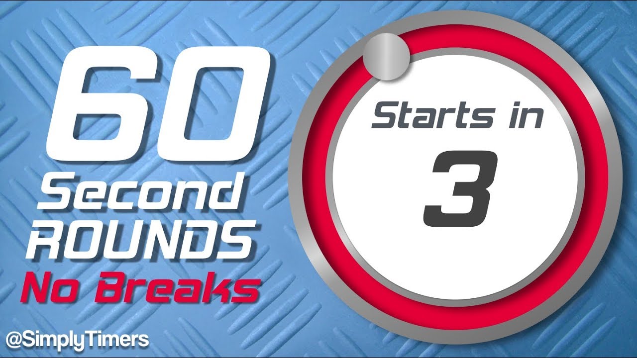 60 sec / 1 min Interval Timer with no breaks - 100 rounds