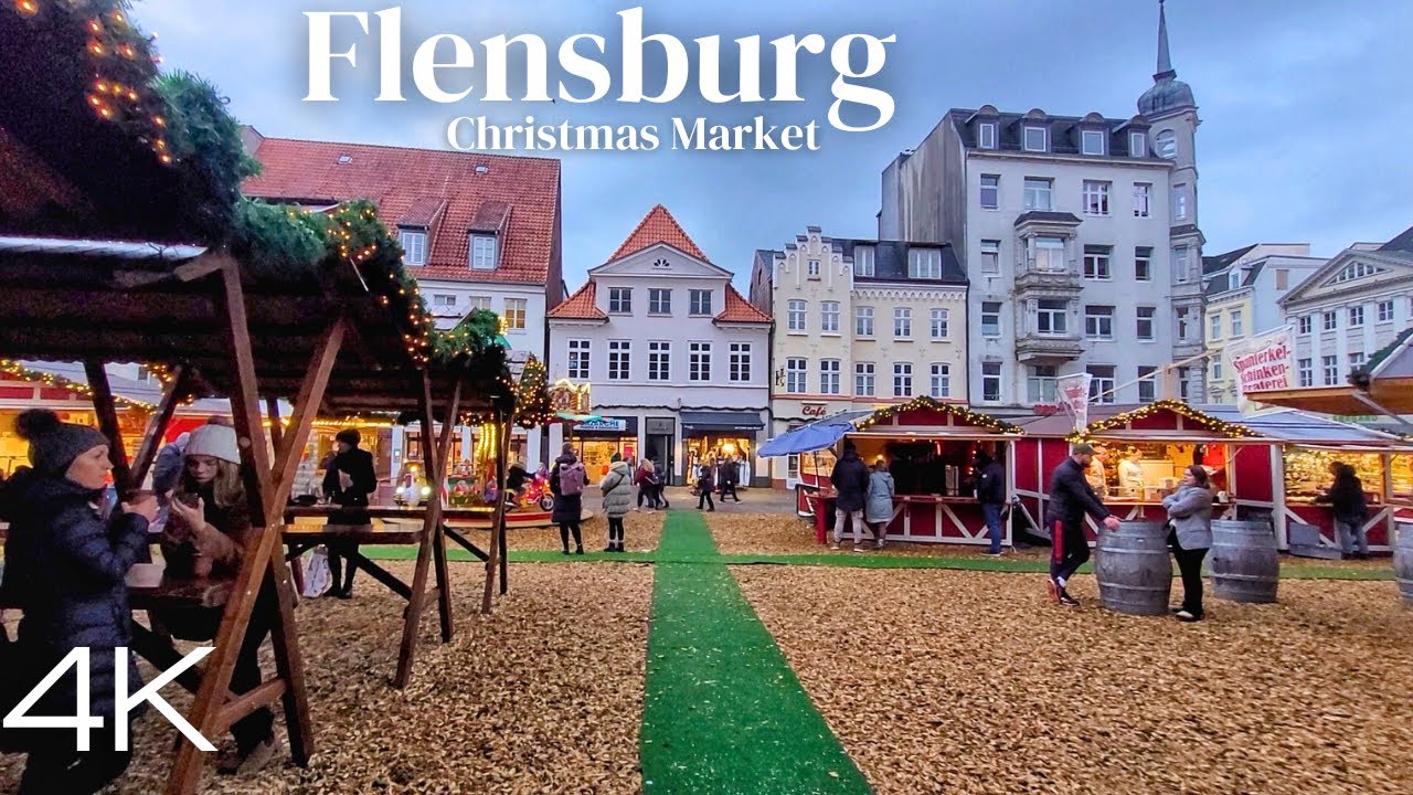 Flensburg, Germany Christmas Market and City WalkingTour - 4k Ultra HD
