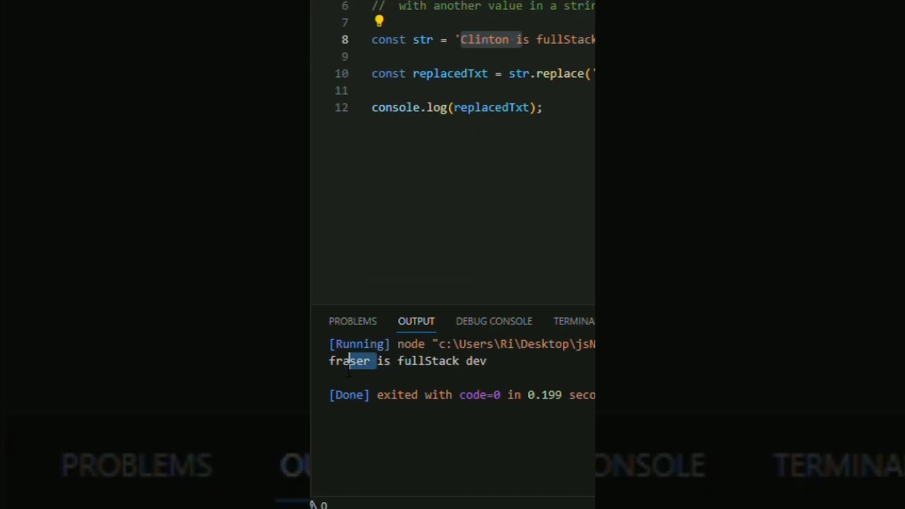 Javascript String replace method || What is  replace () method in JS || #ytshorts #shortsfeed #viral