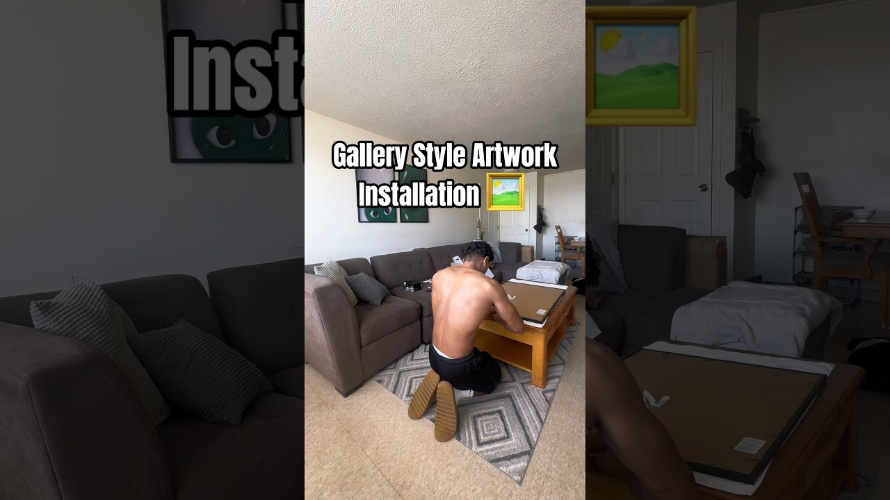 Gallery Style Artwork Installation 🖼️ Comment what i should buy  next! 😁 #art #diy #homerenovation