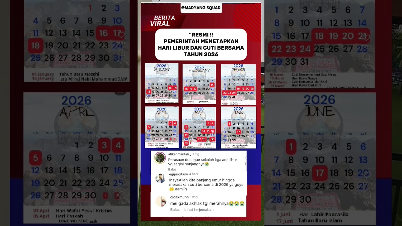 Resmi,, pemerintah menetapkan hari libur dan cuti bersama tahun 2026 #masukberanda #shorts #viral