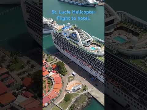 Helicopter flight in St. Lucia to hotel. 