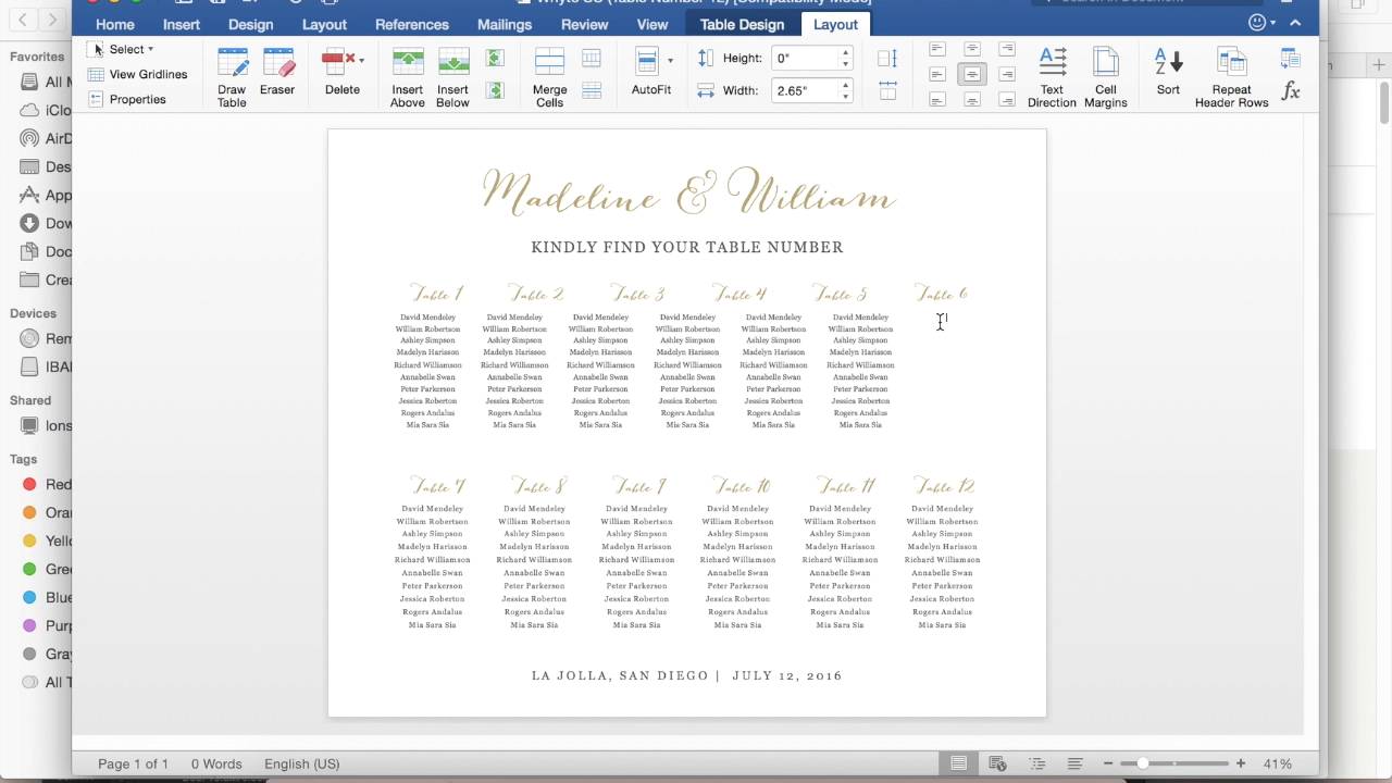 Adding more tables to the Seating Chart template