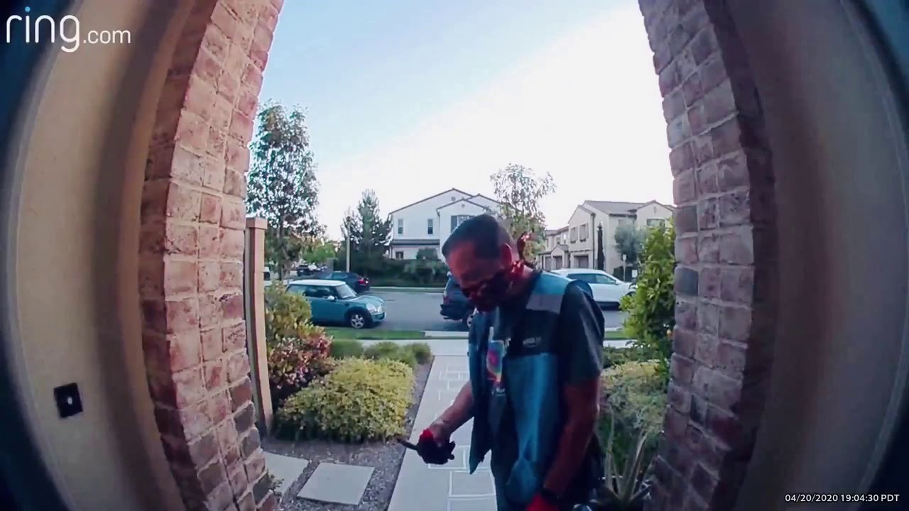 Home Security Camera Captures Amazon Delivery Man Playing Hopscotch in California
