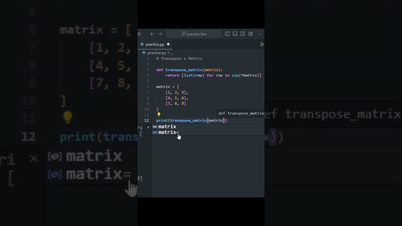 Transpose a Matrix | #python #pythonprogramming#coding#learnpython #pythonforbeginners