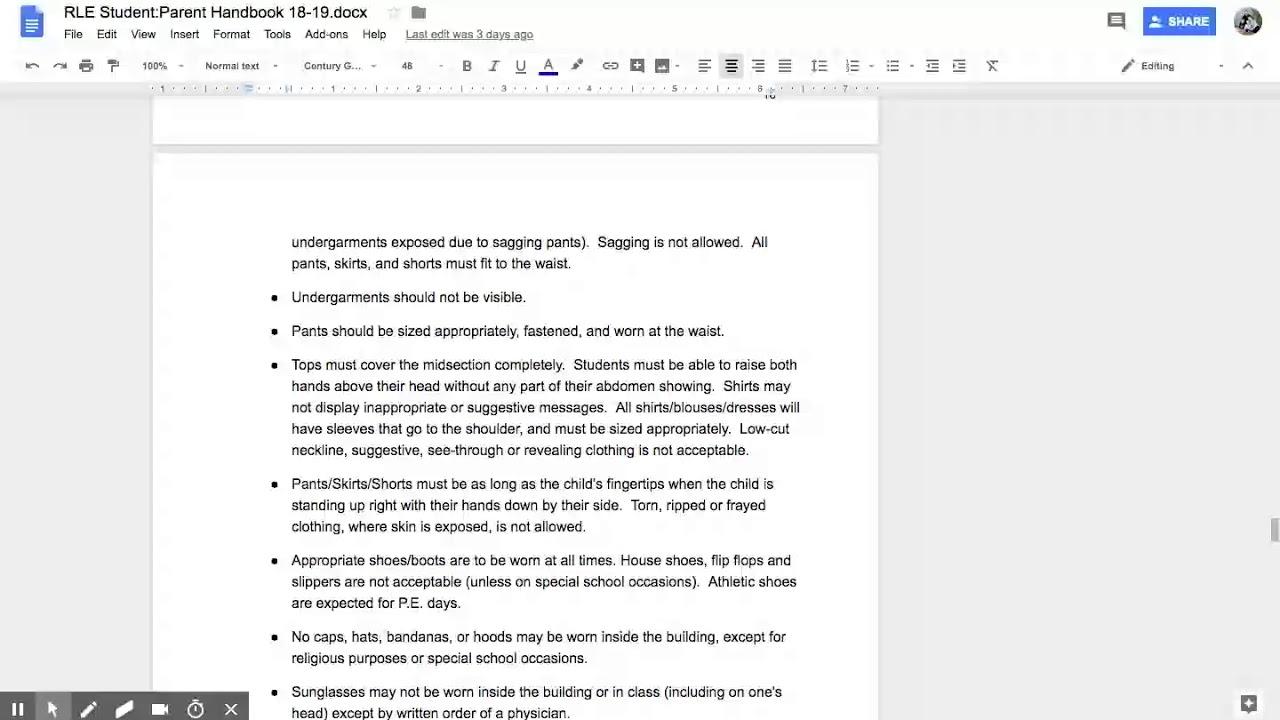 RLE Student:Parent Handbook 18-19.docx - Google Docs