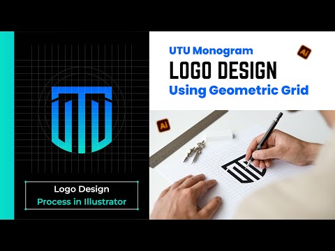 UTU Monogram Logo Design Using Geometric Grid | Logo Design Process in Illustrator | Make a logo
