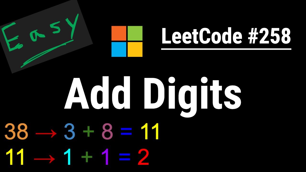 Add Digits with O(1) runtime - LeetCode #258 - Python, JavaScript, Java, C++