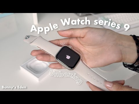 Unboxing Apple Watch series 9 (starlight)π« | Small wrist fit, screen protector install, aesthetic
