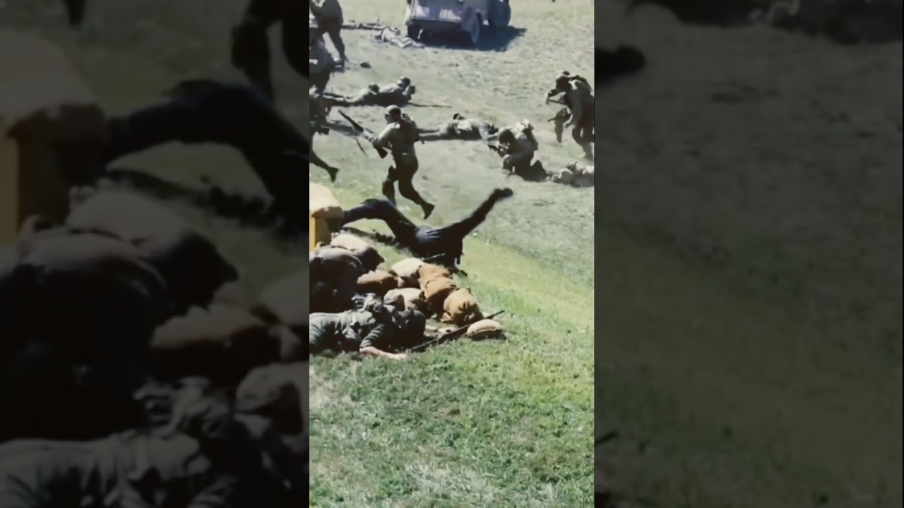 WW Soldier Crazy Fall, Allied Fall Seconds Later | WW D Day Chaos at Reenactment in Conneaut Ohio