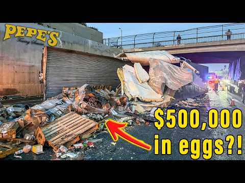 Eggs, Meat and Produce Spills ALL Over Freeway After Huge Wreck