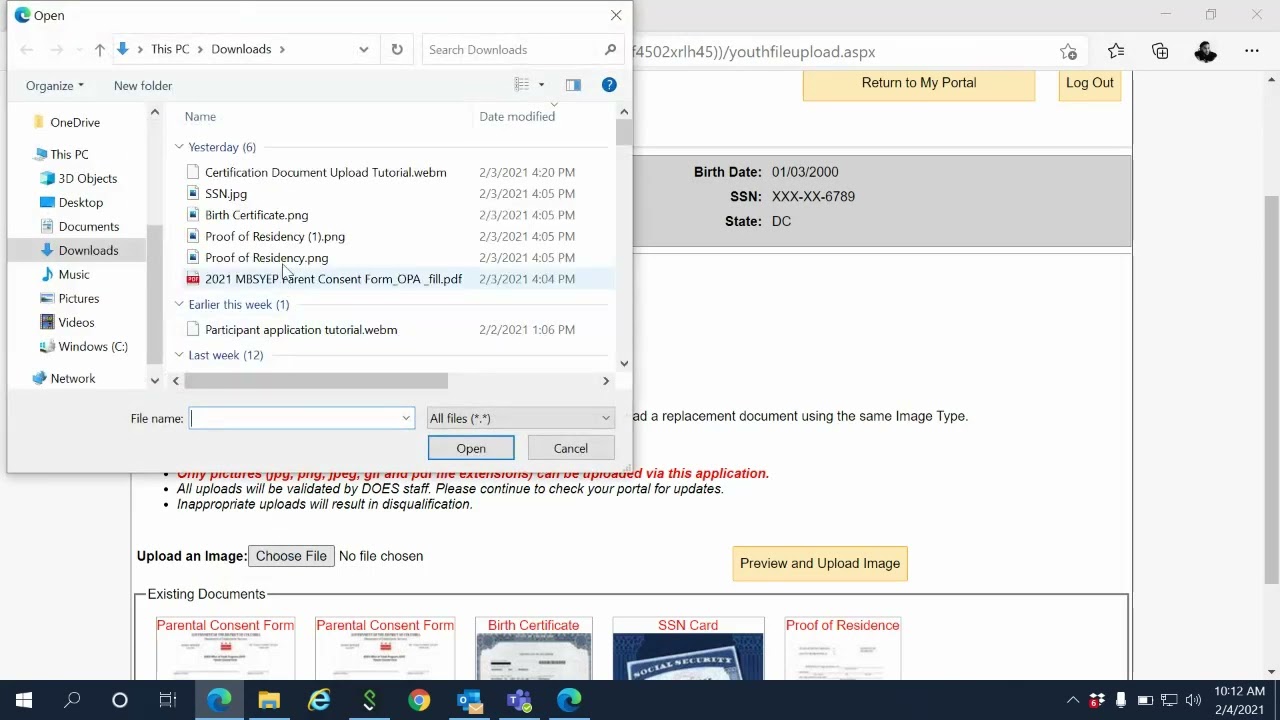 Participant Document Upload Tutorial