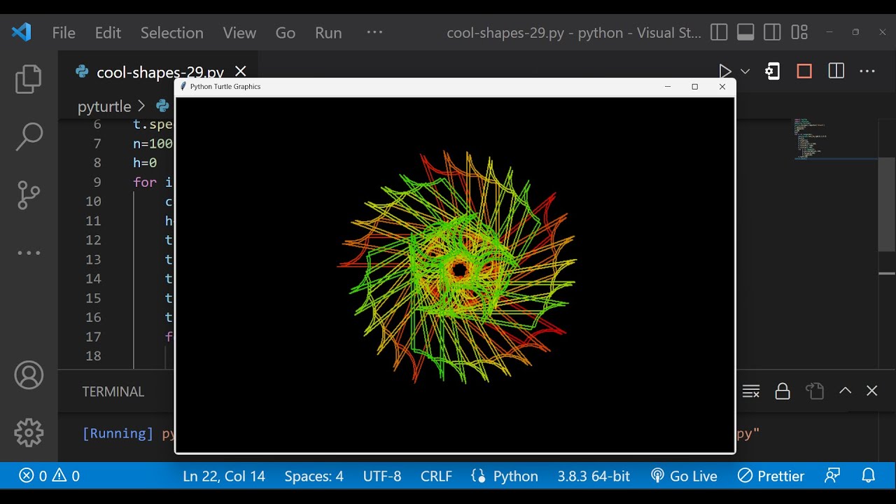 Python Turtle Graphics - 39 | Cool Shape Drawing | Python Turtle Video | Learnonpy | @Python_Shorts