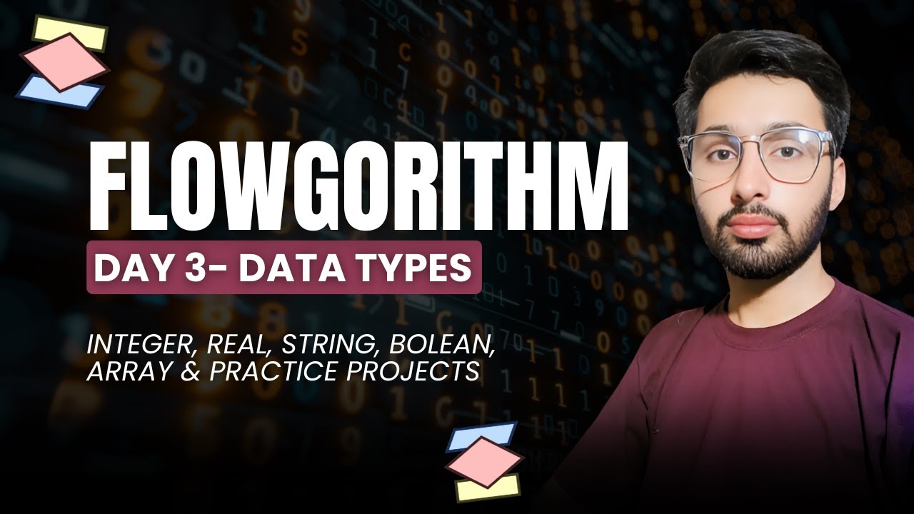Flowgorithm Day 3 | Data Types (Integer, Real, String, Boolean & Array) | Flowchart Tutorial