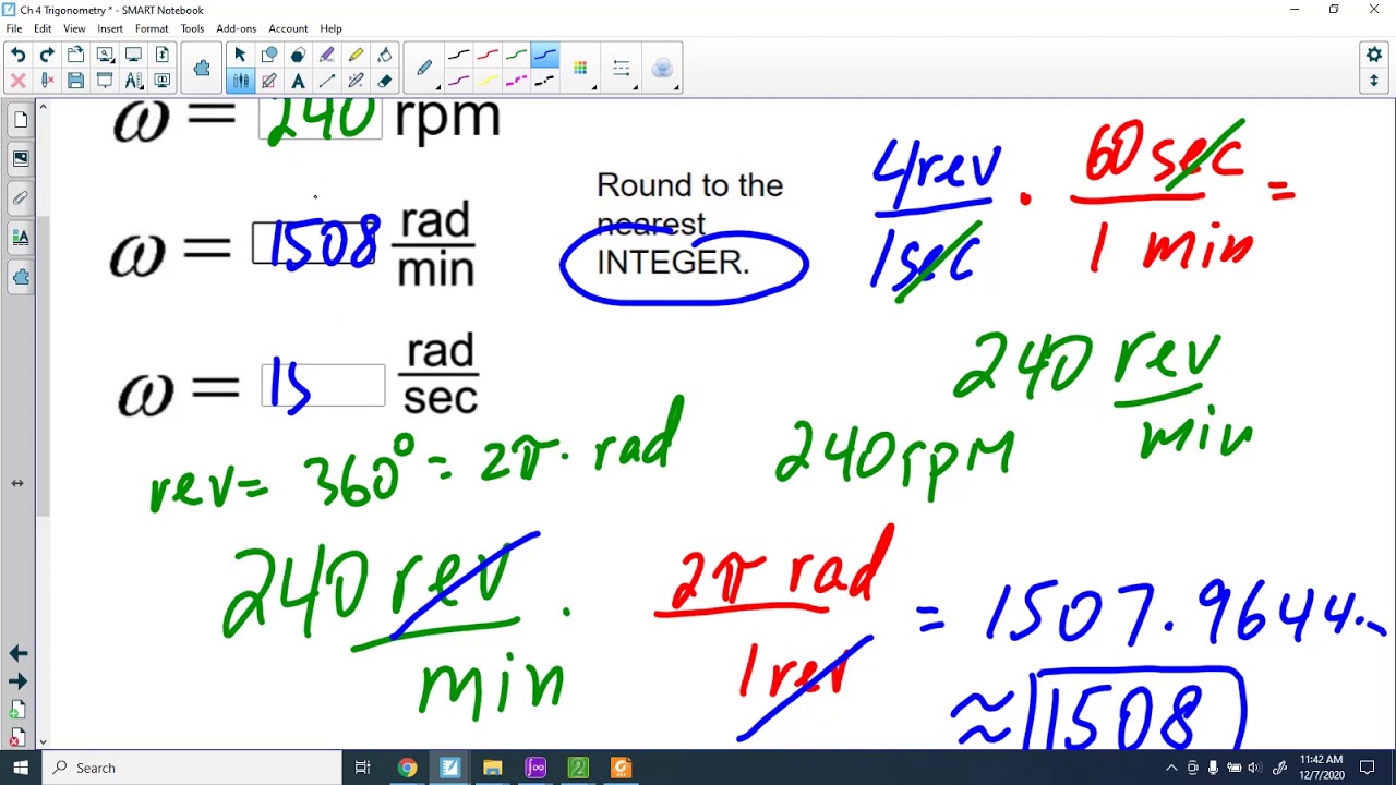 go over quiz on Angular and Linear Speed problems 1-5