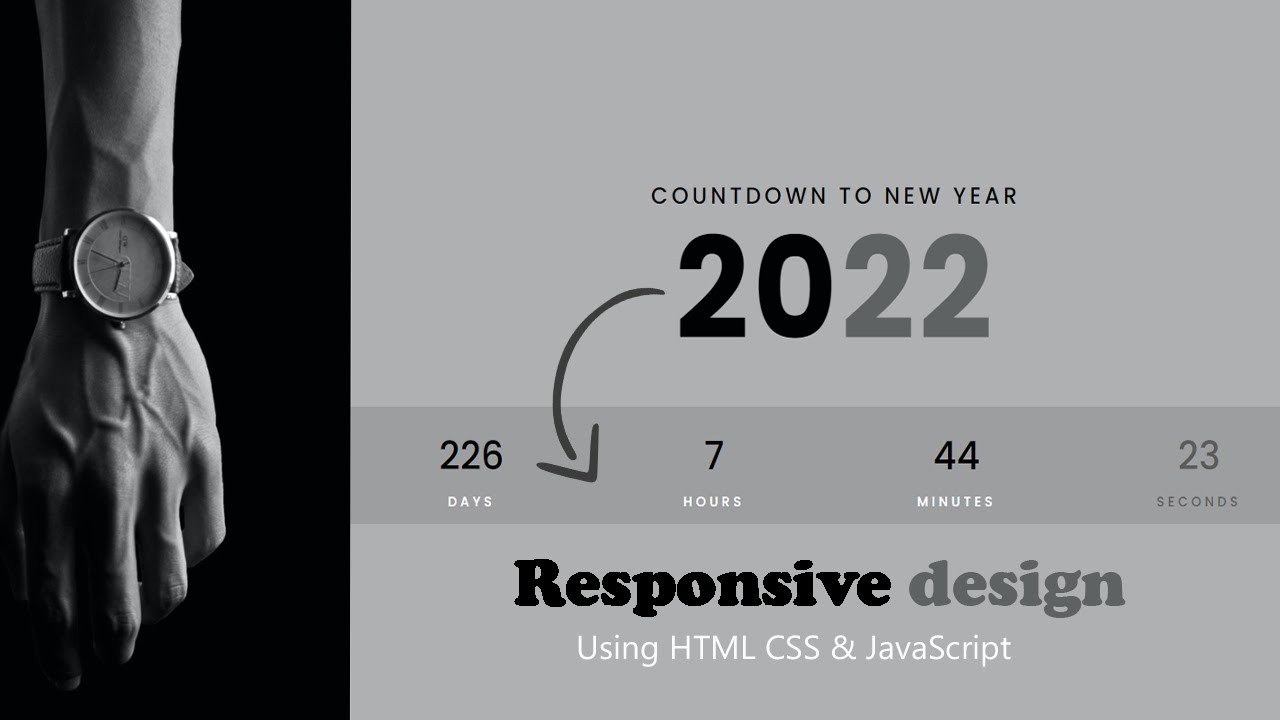Responsive Countdown Timer using Html CSS & vanilla Javascript - New Year Countdown Clock