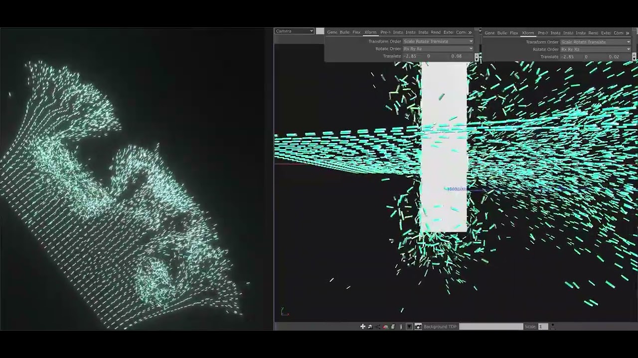 Touchdesigner NvidiaFlexSolver Fluid Simulation test3(all actor , no force)