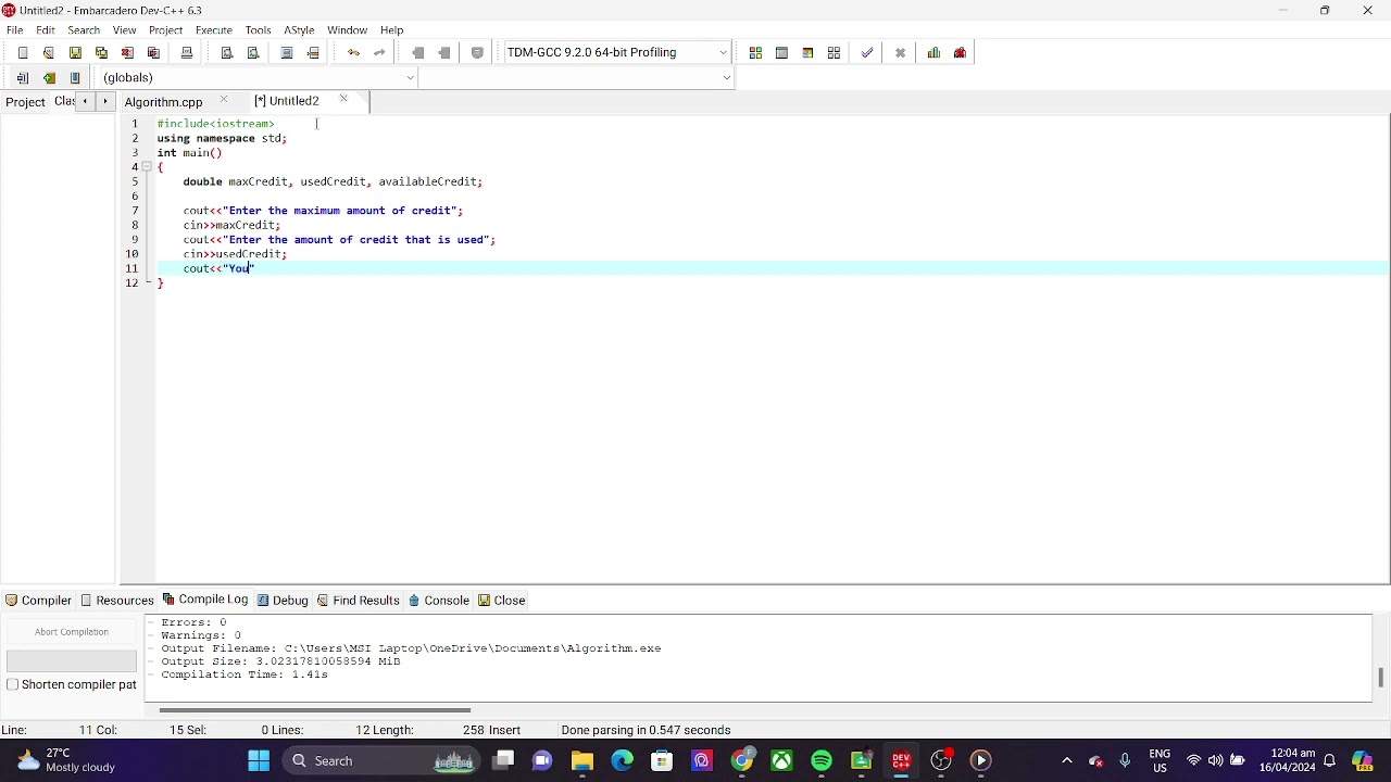 ALGORITHM WORKBENCH 1