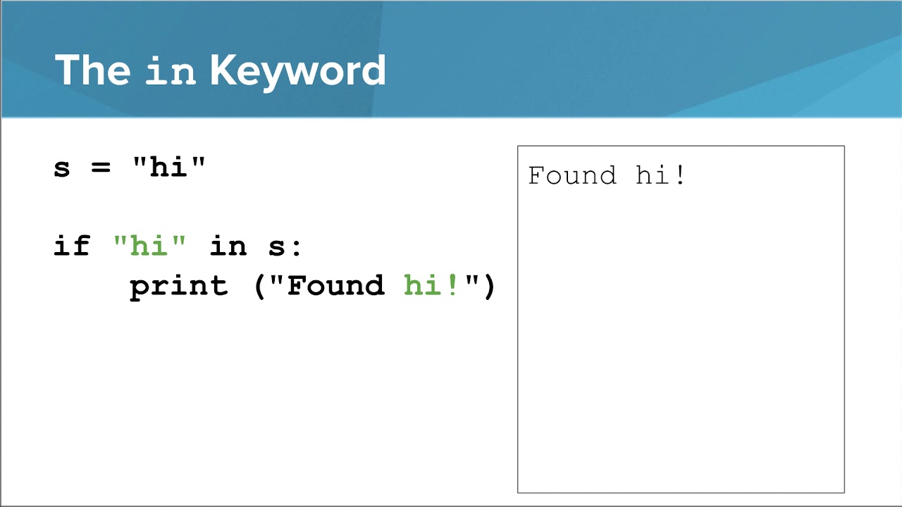 Python- The in Keyword