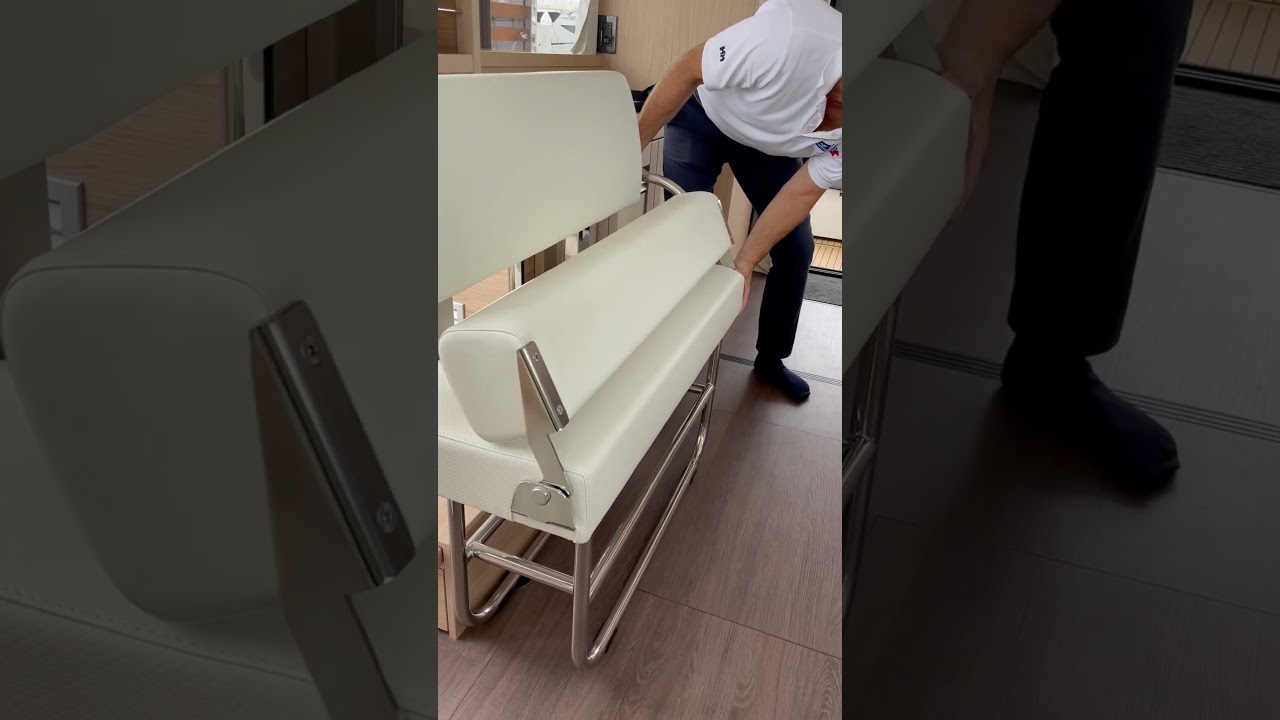 Rotating helm seat and folding salon table