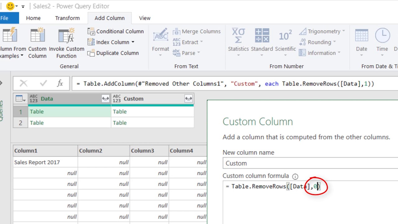 Powerquery   an example of using Table RemoveRows and Table FirstN