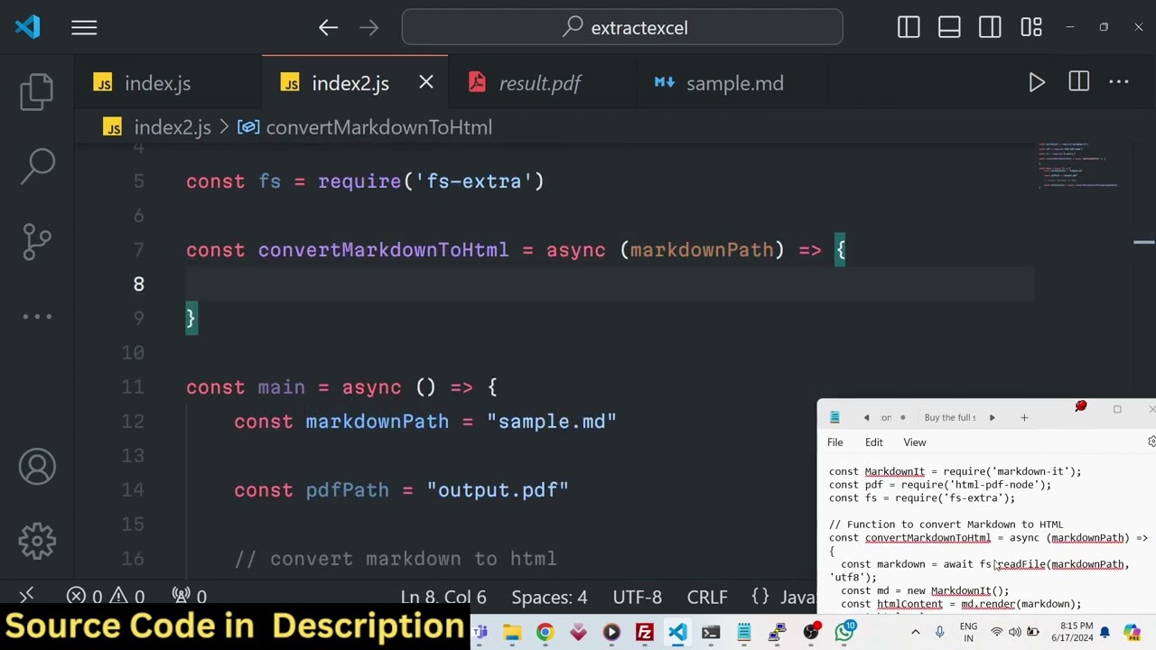 Node.js markdown-it Tutorial to Parse & Render Markdown to HTML &  PDF Using html pdf-node Library